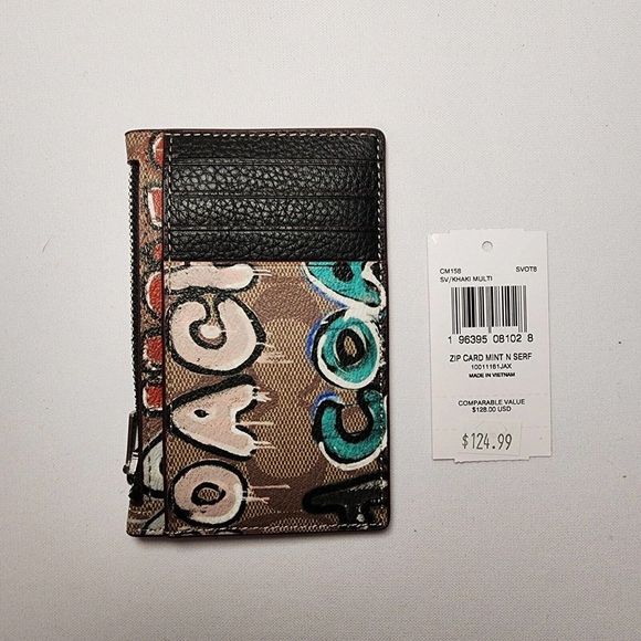 Coach | Bags | Nwt Cm58 Coach Xmint Serf Zip Card Case Graffiti ...